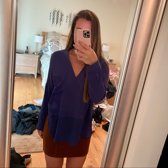 miami | Tops | Miami Blue V Neck Sheer Bottom Top | Poshmark